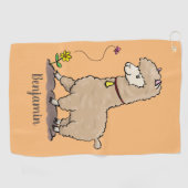 Cute happy alpaca with butterfly cartoon golf towel | Zazzle