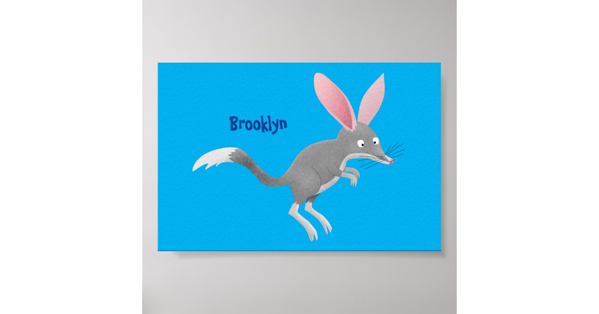 Cute happy Australian bilby cartoon Poster | Zazzle