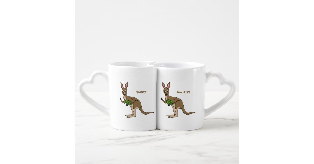 Cute happy Australian kangaroo illustration Coffee Mug Set | Zazzle