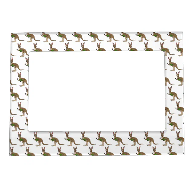 Cute happy Australian kangaroo illustration Magnetic Frame | Zazzle