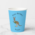Cute happy Australian kangaroo illustration Paper Cups | Zazzle
