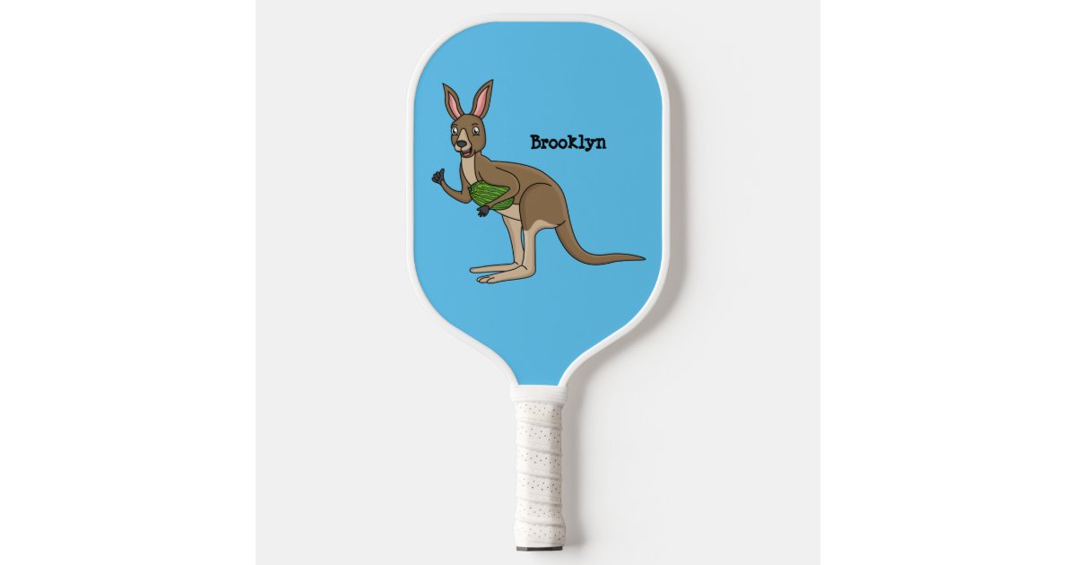 Cute happy Australian kangaroo illustration Pickleball Paddle | Zazzle