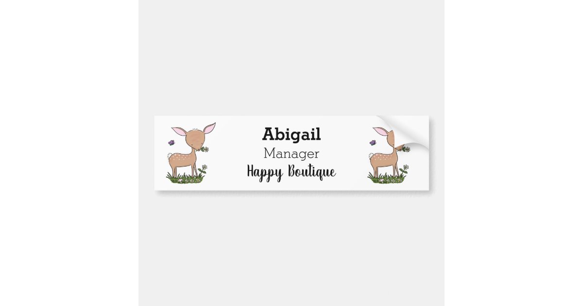Cute happy baby deer cartoon illustration bumper sticker | Zazzle