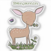 Cute happy baby deer cartoon illustration sticker | Zazzle