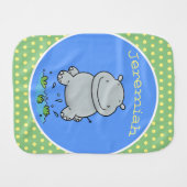 Cute happy baby hippo cartoon illustration baby burp cloth | Zazzle