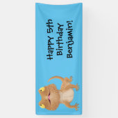 Cute happy bearded dragon lizard cartoon banner | Zazzle