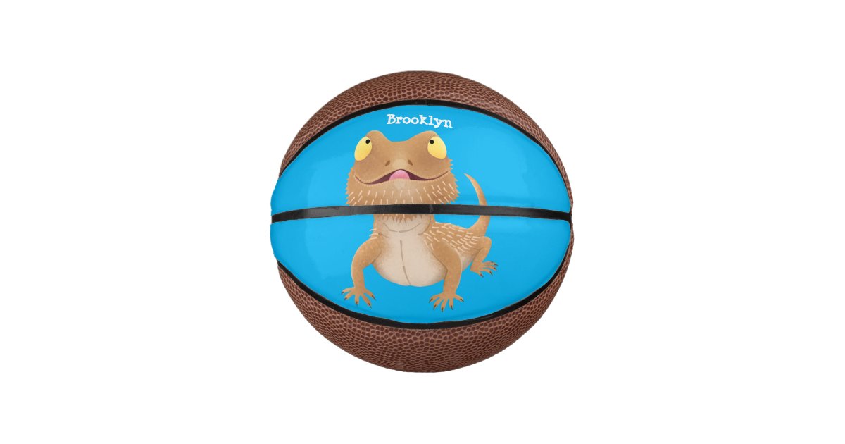 Cute happy bearded dragon lizard cartoon mini basketball | Zazzle