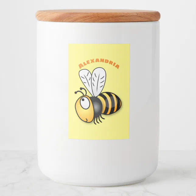 Cute happy bee cartoon illustration food label | Zazzle