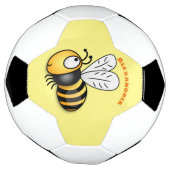 Cute happy bee cartoon illustration soccer ball | Zazzle