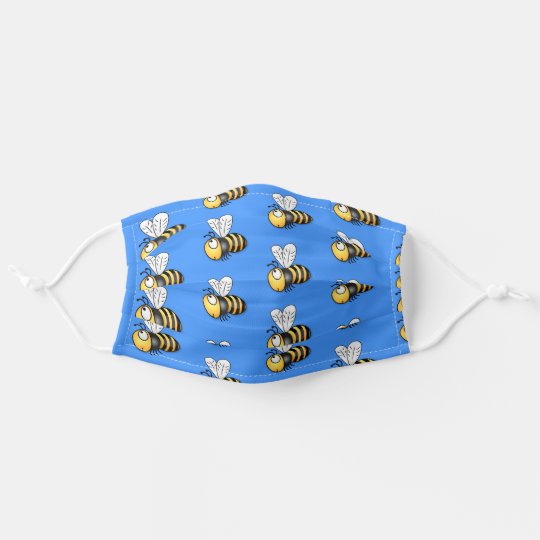 Cute happy bees cartoon illustration adult cloth face mask | Zazzle.com