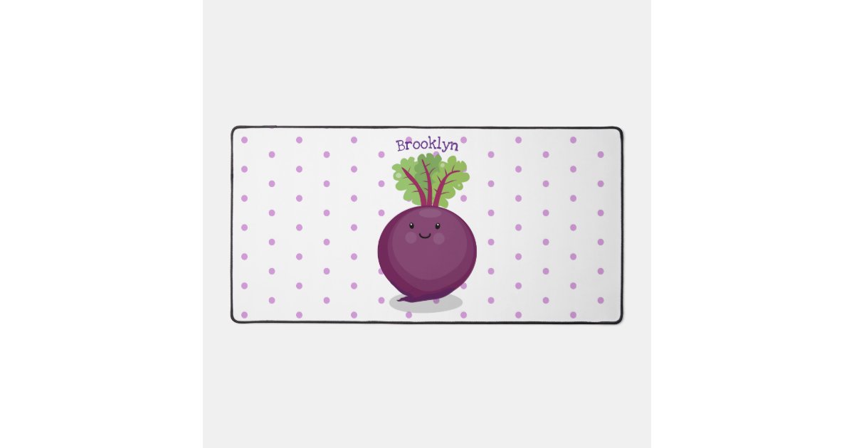 Cute happy beet root kitchen cartoon illustration desk mat | Zazzle