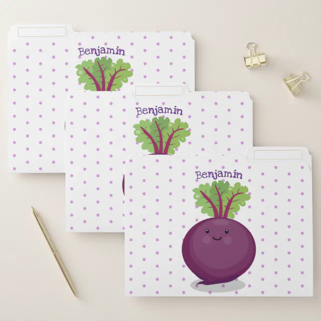 Cute happy beet root kitchen cartoon illustration file folder | Zazzle