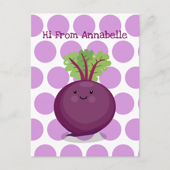 Cute happy beet root kitchen cartoon illustration postcard | Zazzle.com