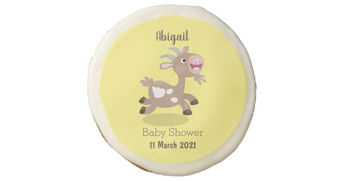 Cute happy billy goat cartoon sugar cookie | Zazzle