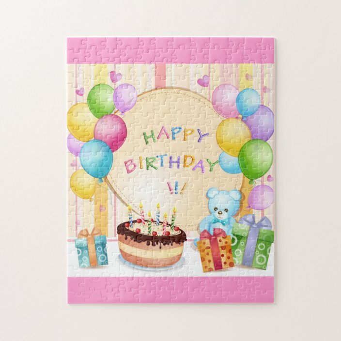 Cute happy birthday jigsaw puzzle | Zazzle