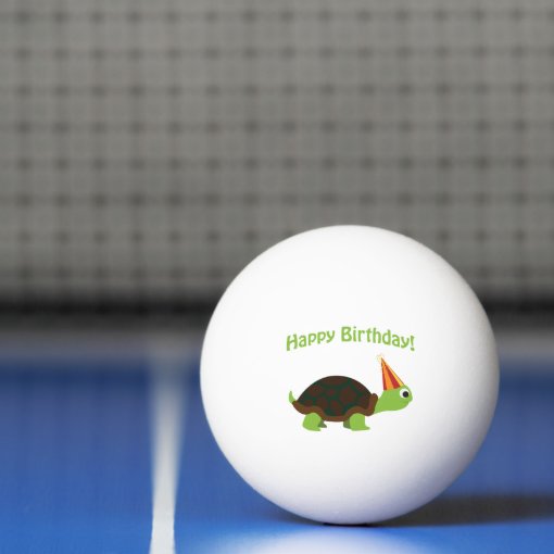 Cute Happy Birthday! Turtle Ping-Pong Ball | Zazzle