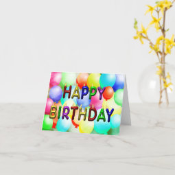 Cute Happy Birthday with balloons Card | Zazzle