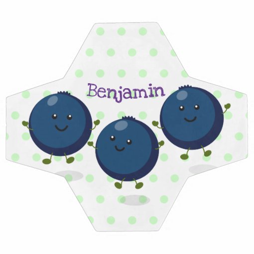 Cute happy blueberries purple cartoon illustration soccer ball | Zazzle