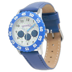 Cute happy blueberries purple cartoon illustration watch | Zazzle