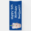 Cute happy bubble tea boba cartoon character banner | Zazzle
