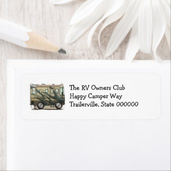 Cute Happy Camper Big RV Coach Motorhome Label | Zazzle