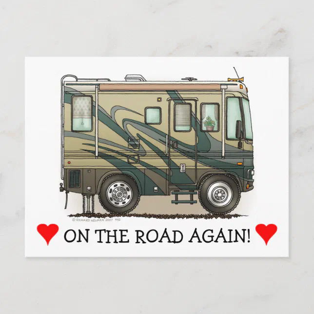 Cute Happy Camper Big RV Coach Motorhome Postcard | Zazzle
