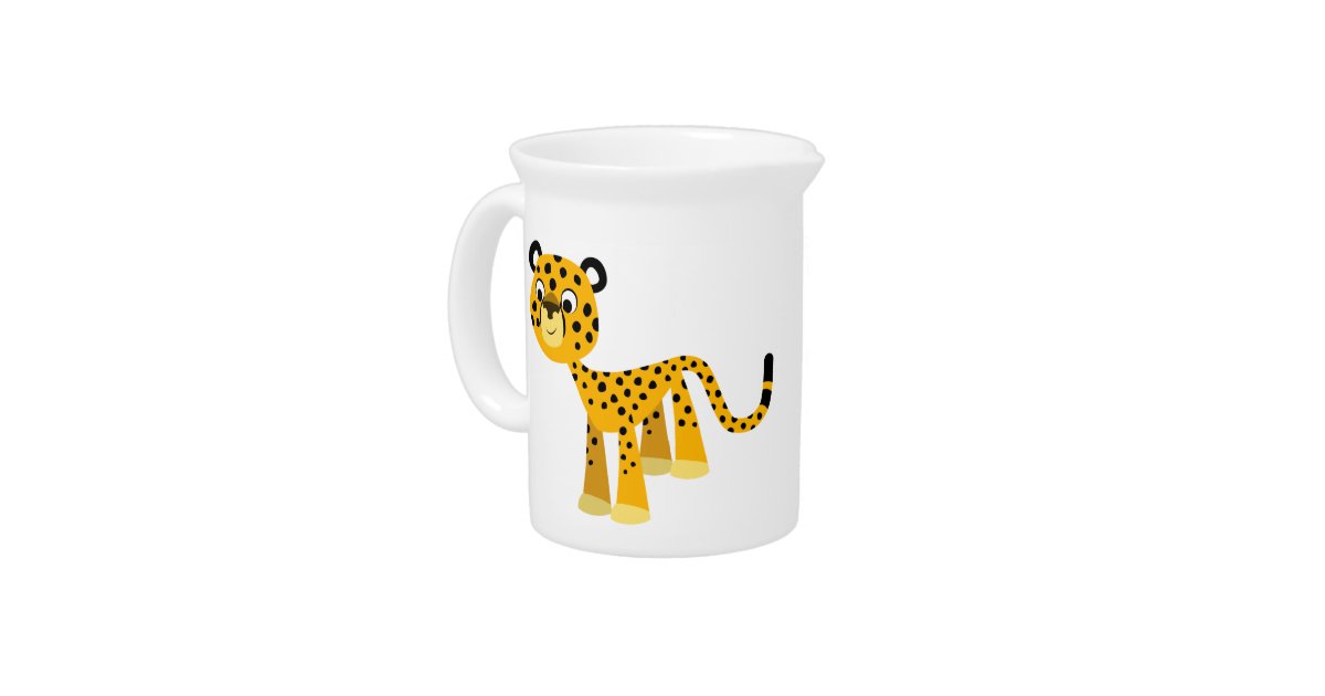 Cute Happy Cartoon Cheetah Pitcher | Zazzle