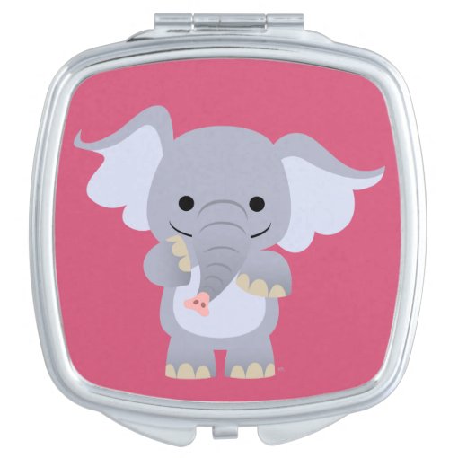 Cute Happy Cartoon Elephant Pocket Mirror | Zazzle