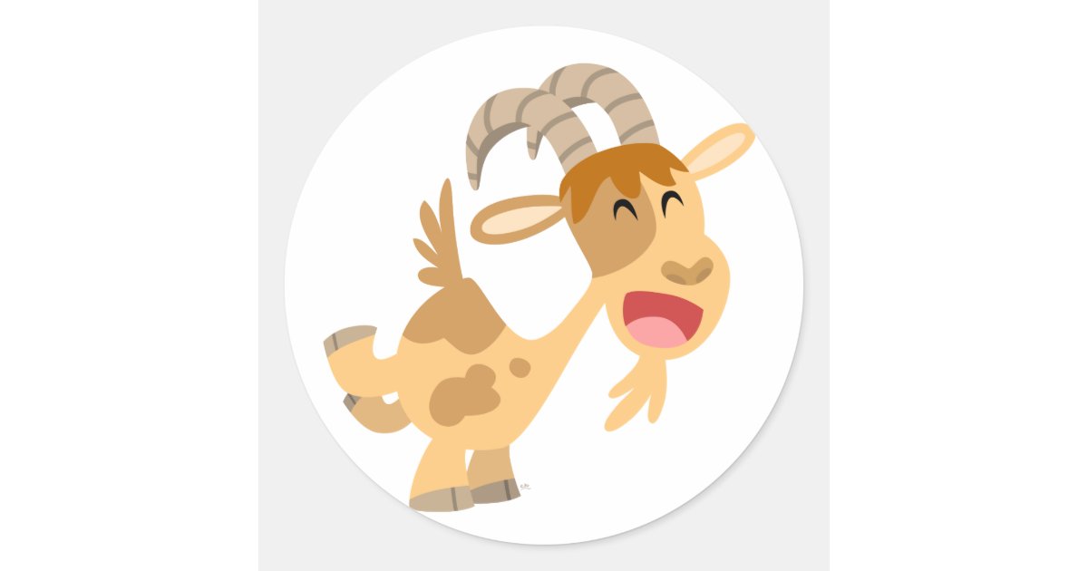 Cute Happy Cartoon Goat Sticker | Zazzle