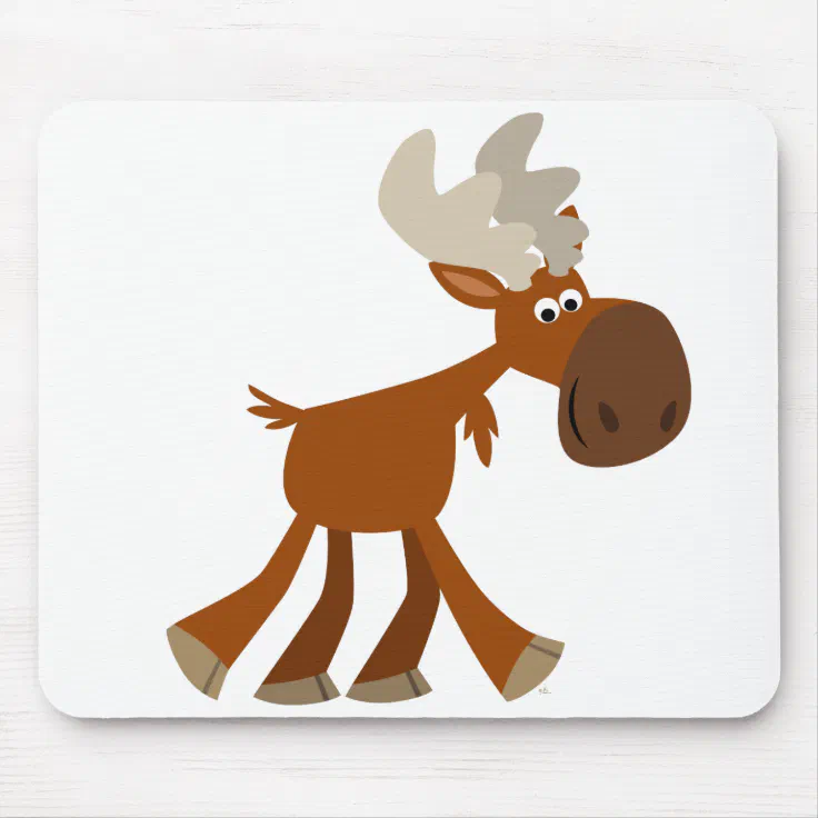 Cute Happy Cartoon Moose Mousepad | Zazzle