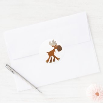 Cute Happy Cartoon Moose Sticker | Zazzle
