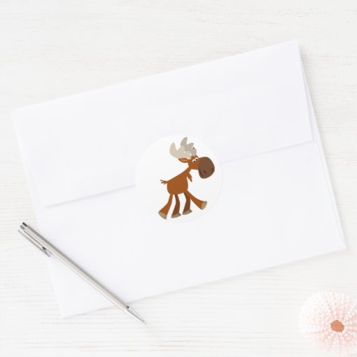 Cute Happy Cartoon Moose Sticker | Zazzle