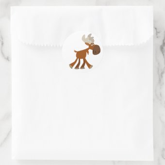 Cute Happy Cartoon Moose Sticker | Zazzle