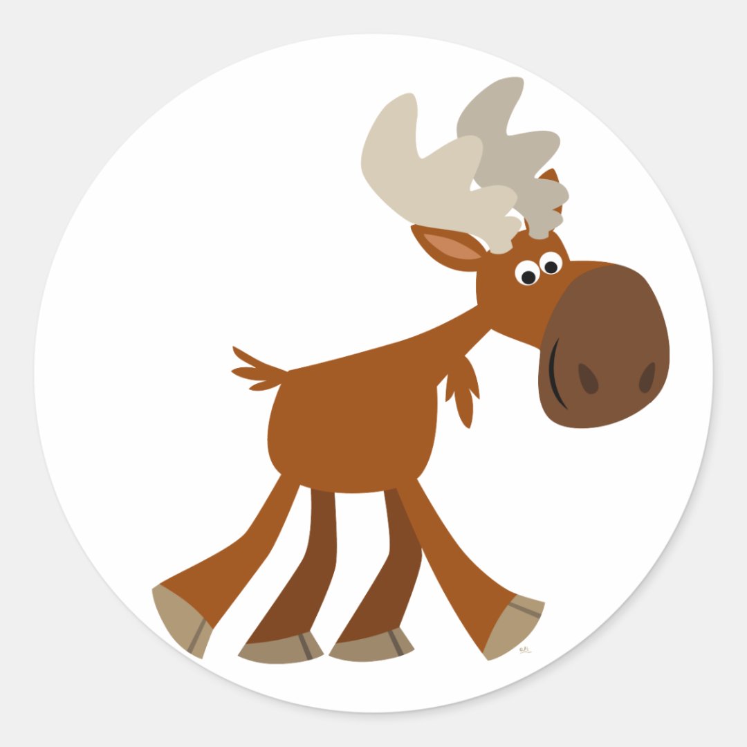 Cute Happy Cartoon Moose Sticker | Zazzle