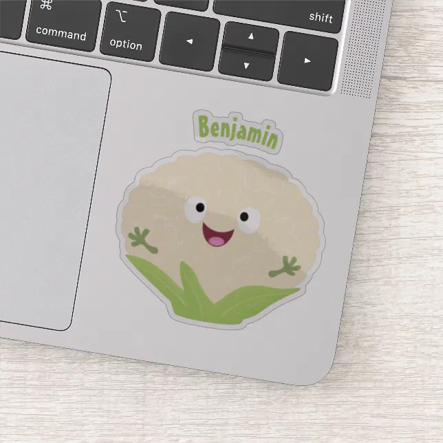 Cute happy cauliflower vegetable cartoon sticker | Zazzle