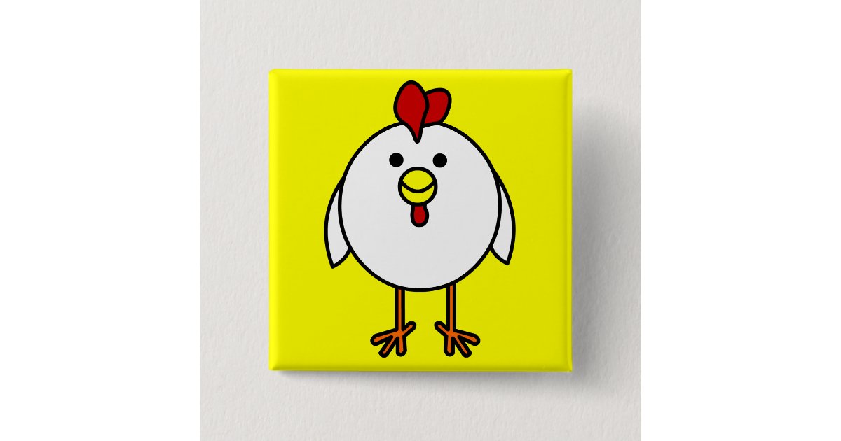 Cute Happy Chicken Button | Zazzle