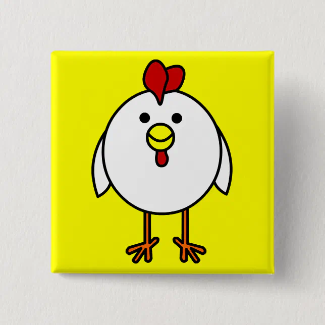 Cute Happy Chicken Button | Zazzle