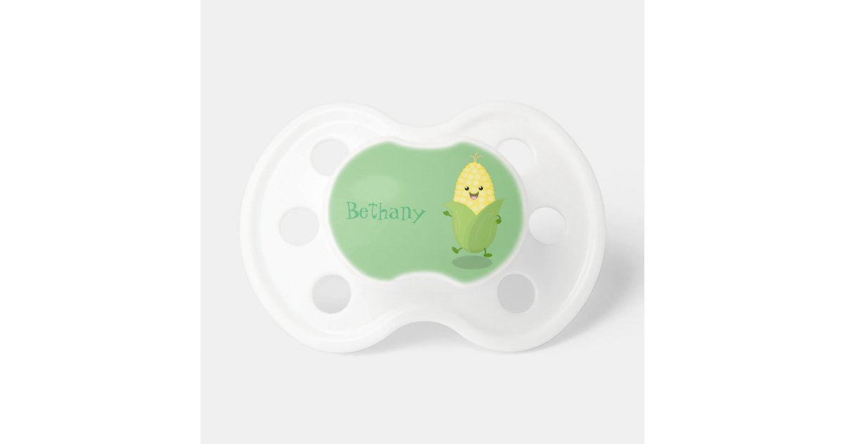 Cute happy corn cartoon illustration pacifier | Zazzle