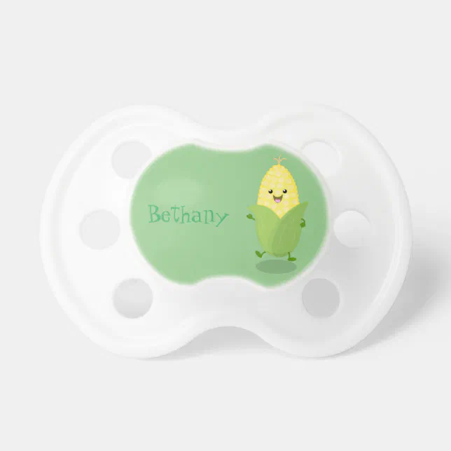 Cute happy corn cartoon illustration pacifier | Zazzle