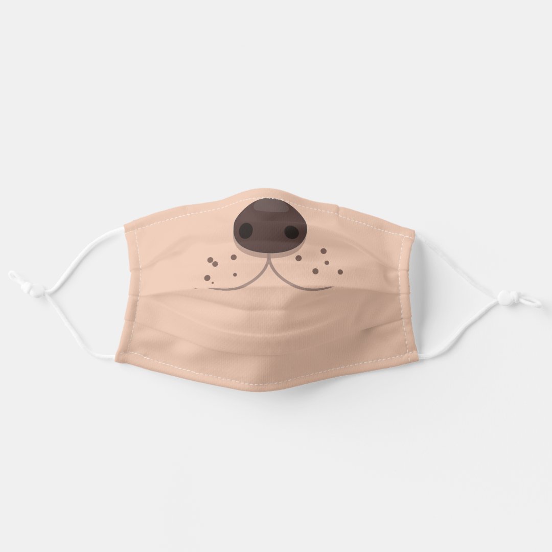 Cute happy dog nose cartoon illustration adult cloth face mask | Zazzle