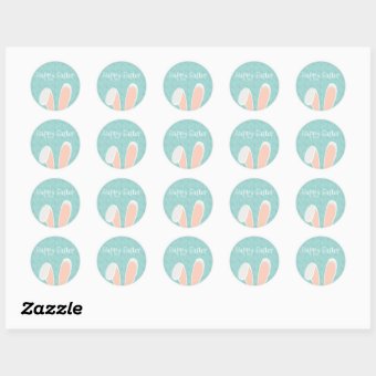 Cute Happy Easter Bunny Ears | Sticker Seal | Zazzle