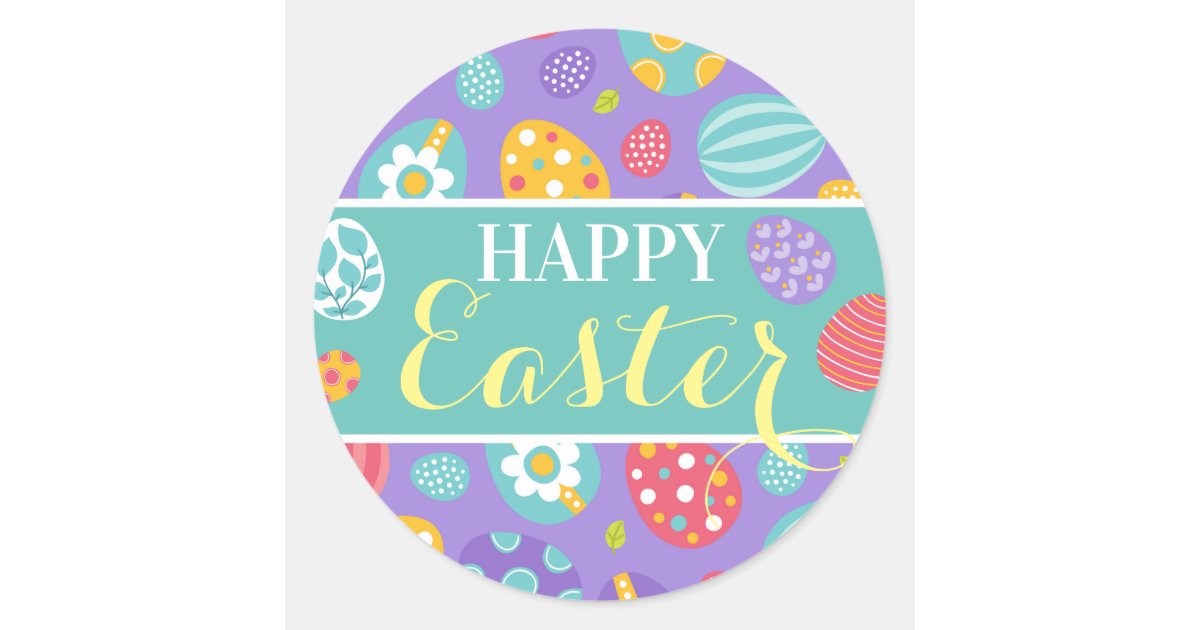 Cute Happy Easter Classic Round Sticker | Zazzle