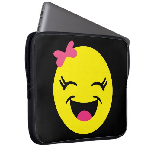 Cute & Happy Emoji Girl Laptop Sleeve | Zazzle