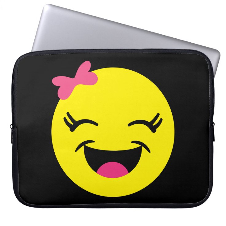 Cute & Happy Emoji Girl Laptop Sleeve | Zazzle