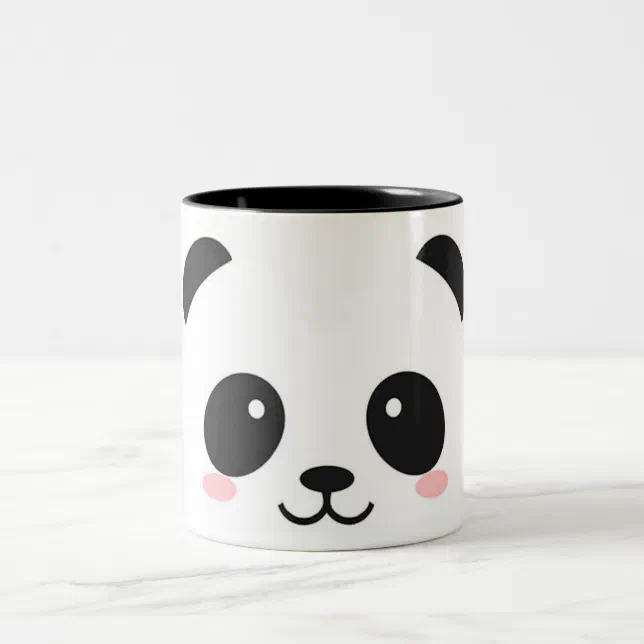 Cute Happy Face Panda Two-Tone Coffee Mug | Zazzle