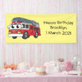 Cute happy fire engine cartoon banner | Zazzle