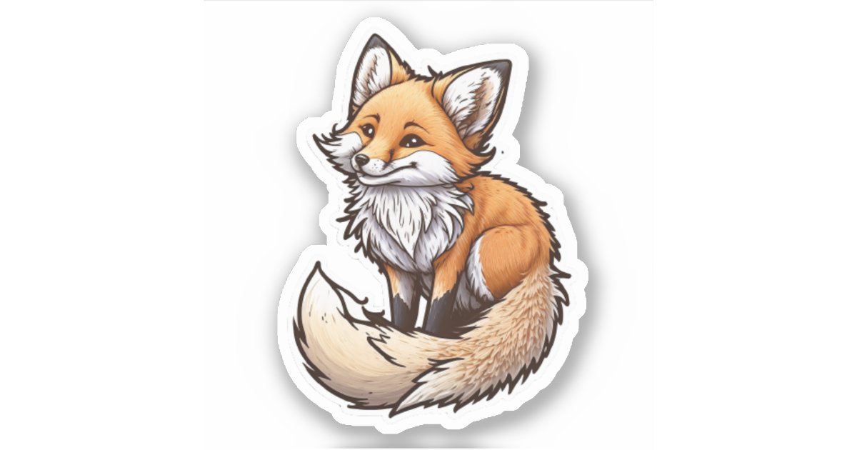 Cute Happy Fox Sticker | Zazzle