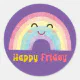 CUTE HAPPY FRIDAY RAINBOW CLASSIC ROUND STICKER | Zazzle