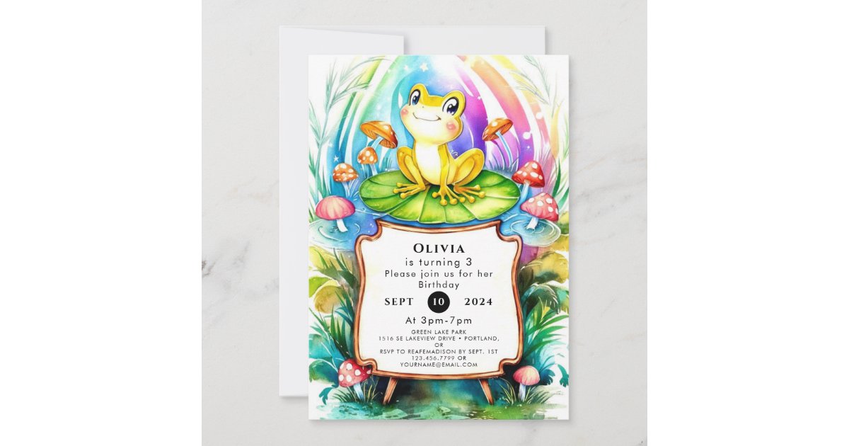 Cute Happy Frog Birthday Invitation | Zazzle