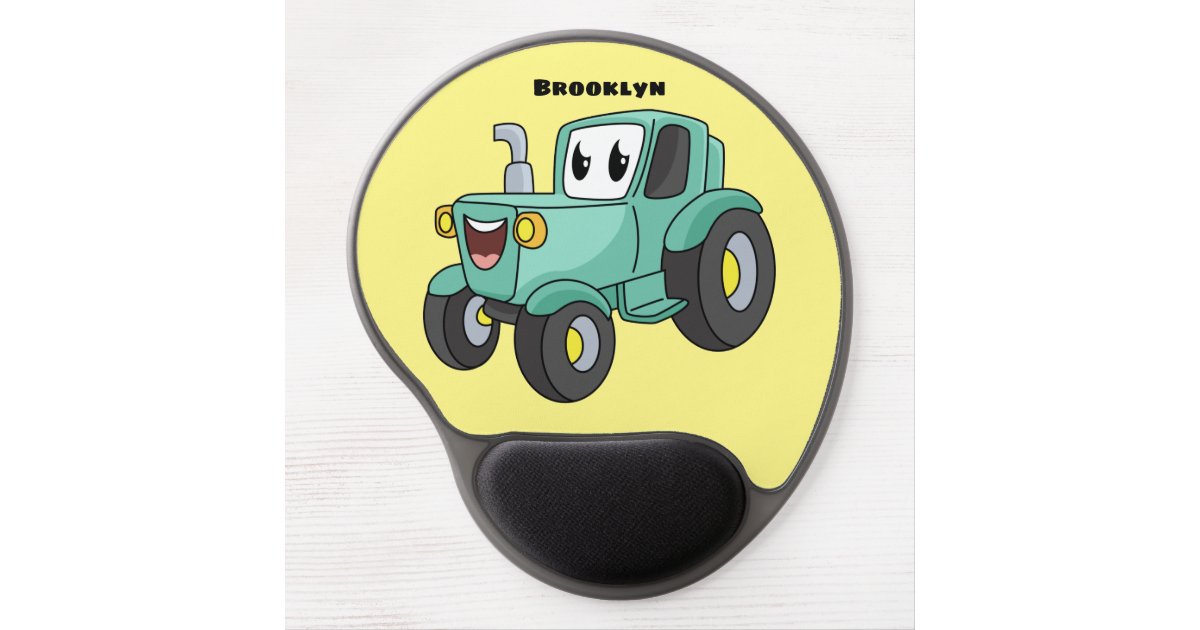 Cute happy green tractor cartoon gel mouse pad | Zazzle